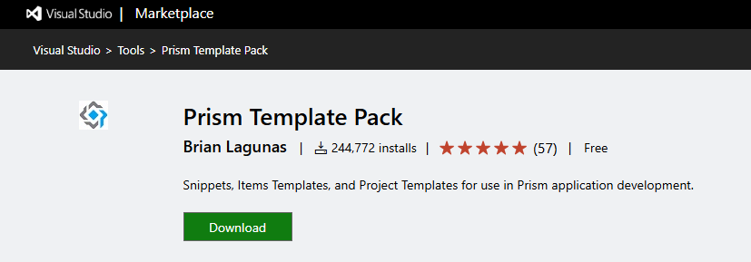 WPF MVVM框架 - Prism 项目模版安装和使用